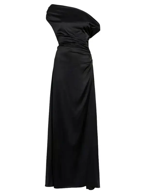 Staud Draped One-shoulder Maxi Dress - Black