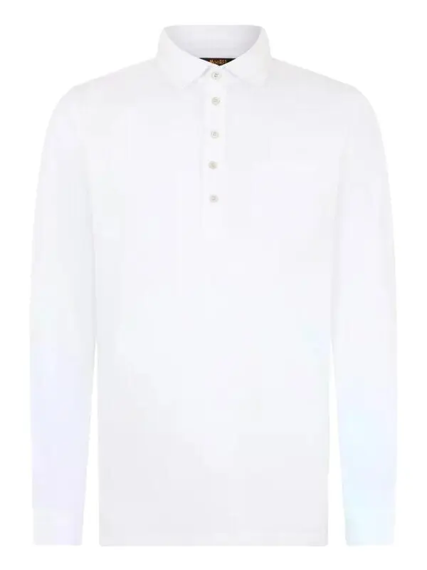 MOORER Pierre Long-sleeve Button Polo Shirt - White