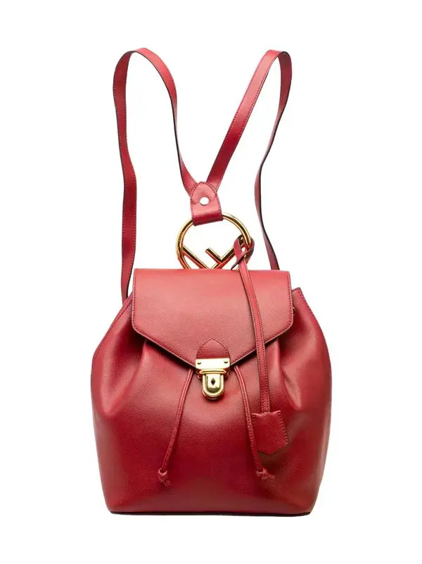 Fendi Leather F Is Backpack - Red