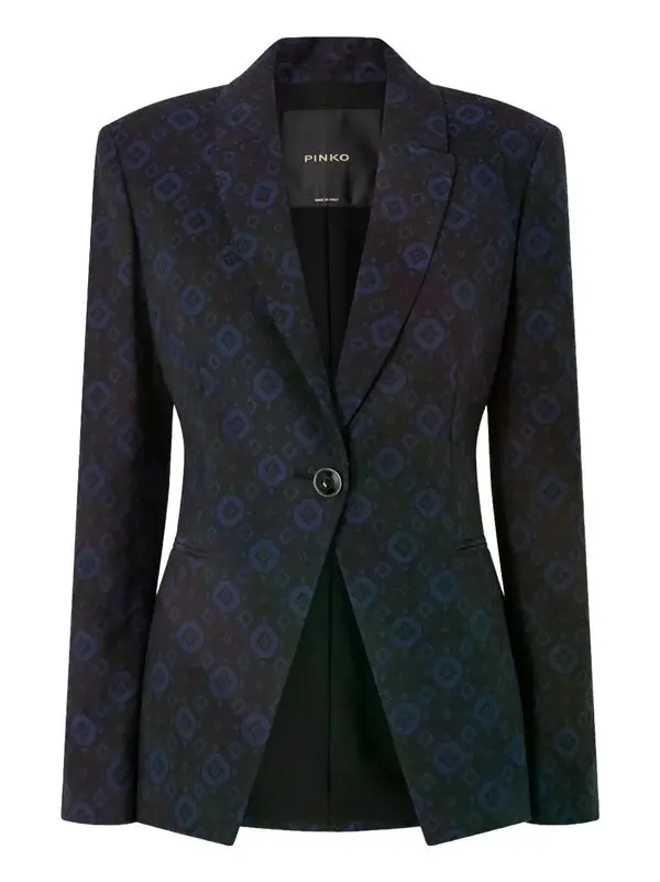Pinko Geometric-print Single-breasted Jacket - Black