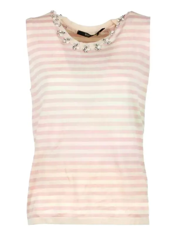 Seventy Embellished Striped Tank Top - Pink