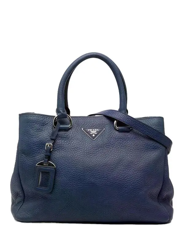 Prada Vittelo Daino Zip Top Satchel - Blue
