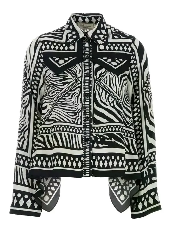 Blumarine Printed Twill Shirt - Black