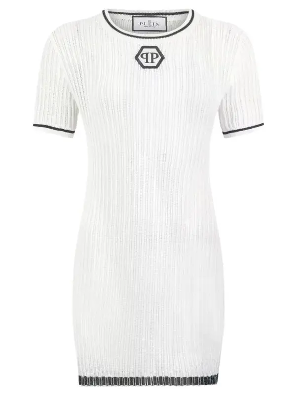 Philipp Plein Logo-hexagon Mini Dress - White
