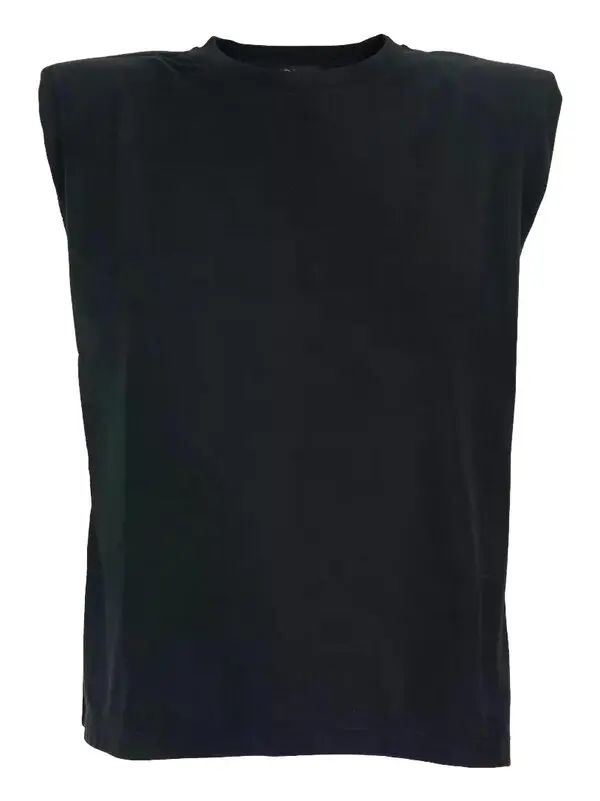Ag Sleeveless Shoulder Pad T-shirt - Black
