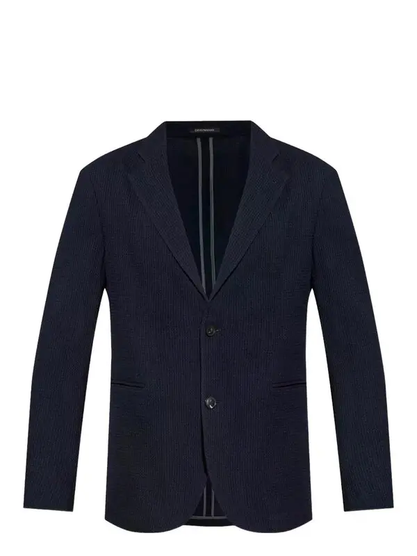 Emporio Armani Single-breasted Seersucker Blazer - Blue