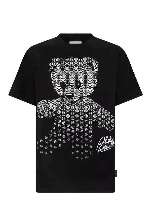 Philipp Plein Round-neck Bear-print T-shirt - Black
