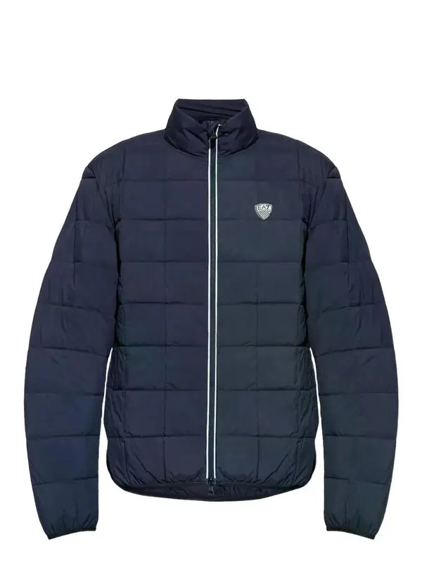 Emporio Armani Quilted Jacket With Logo Patch - Blue