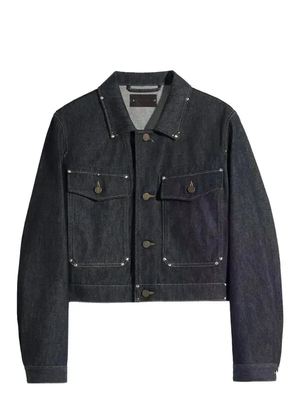 LEMAIRE Studded Cropped Denim Jacket - Blue