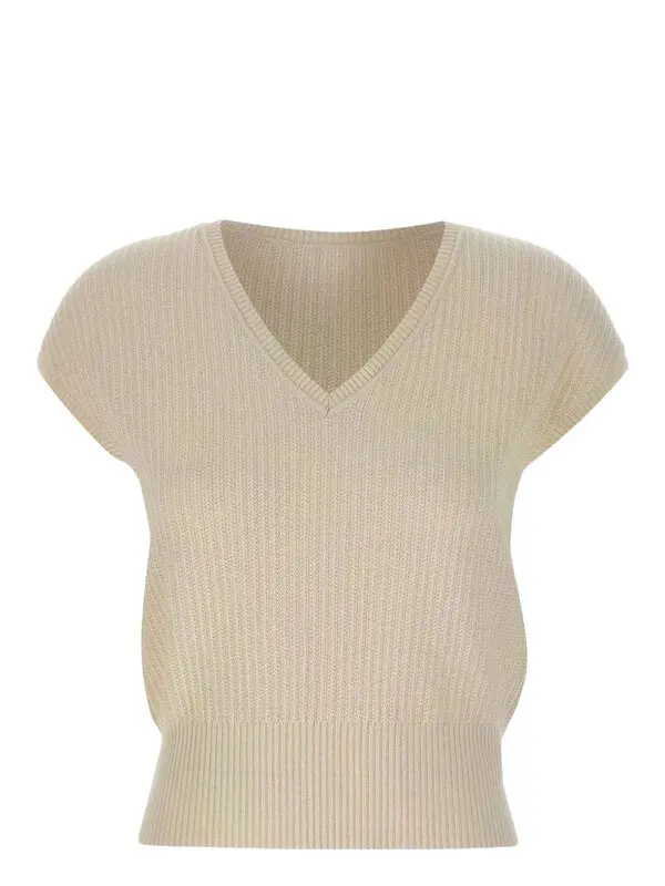 Eleventy V-neck Sleeveless Knit Top - Neutrals