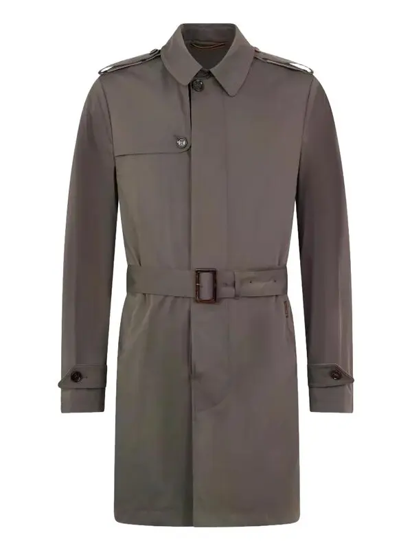 MOORER Belted Trench Coat - Brown