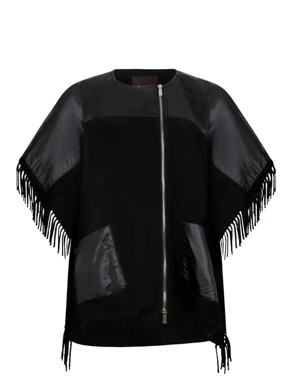 MOORER Solan Fringe Zip Sweater - Black