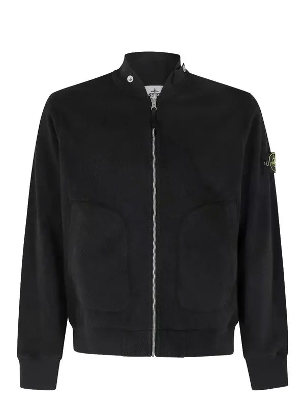 Stone Island Zipped Bomber Jacket - Black