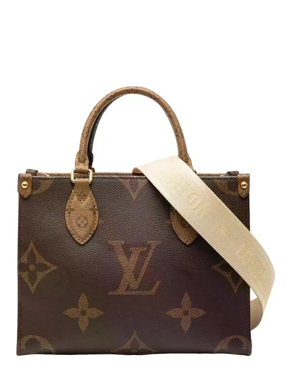 LOUIS VUITTON 2021-2025 Monogram Reverse Giant Onthego Pm Satchel - Brown