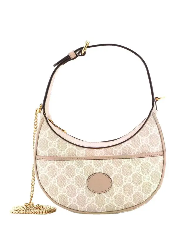 Gucci Interlocking G Patch Half Moon Gg Coated Canvas Mini Hobo Bag - Neutrals