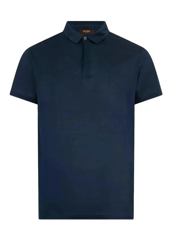 MOORER Neive Classic Short-sleeve Polo Shirt - Blue