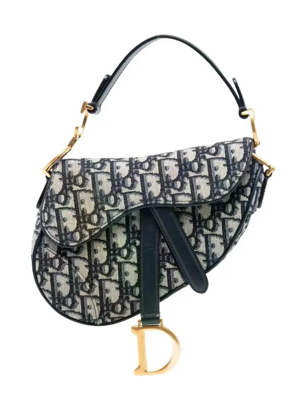 Dior 2020 Mini Oblique Canvas Saddle Bag - Blue