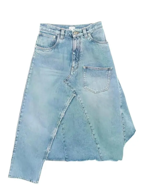 Loewe 2010s Asymmetric Denim Midi Skirt - Blue
