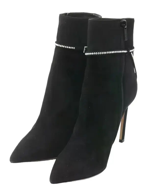 JIMMY CHOO 2000s Rhinestone Suede Boots - Black