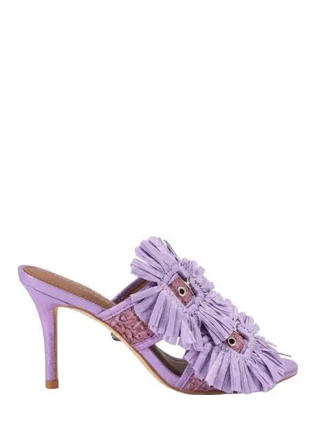 Kurt Geiger Raffia Flower Buckle Sandals - Light/pastel Purple
