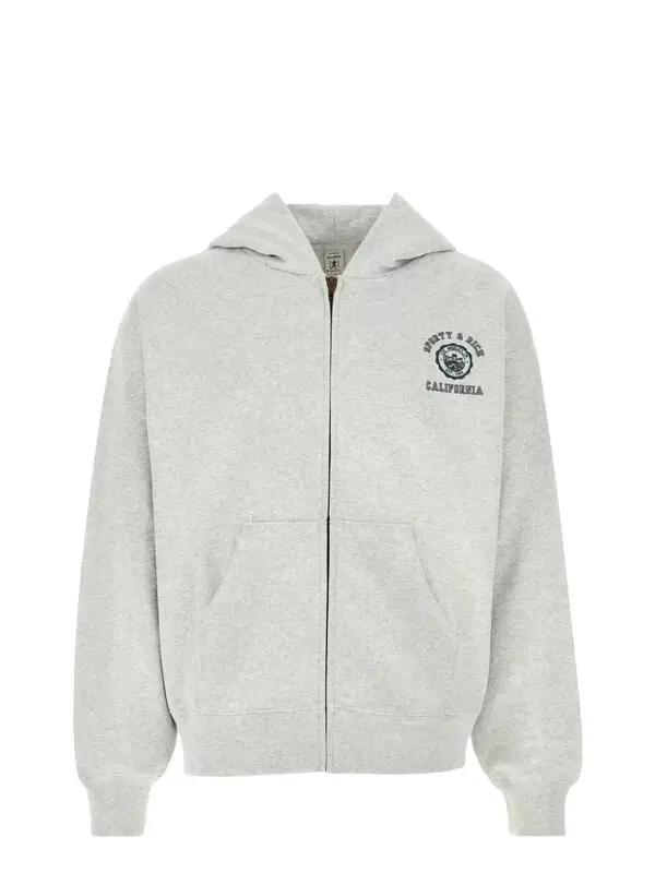 SPORTY & RICH Melange Cotton Hoodie - Grey