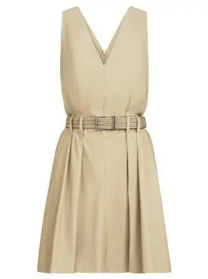 Brunello Cucinelli Belted Twill Dress - Beige