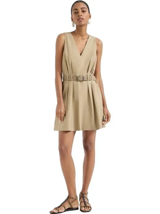 Brunello Cucinelli Belted Twill Dress - Beige