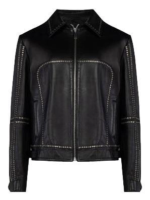 PCFG Leather Studded Biker Jacket - Black