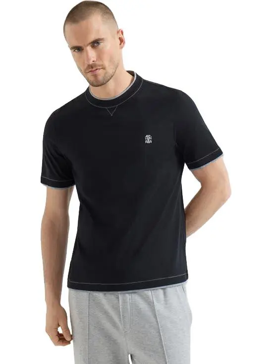 Brunello Cucinelli T-shirt With Faux-layering - Black