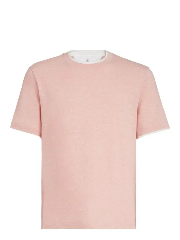 Brunello Cucinelli T-shirt With Faux-layering - Apricot