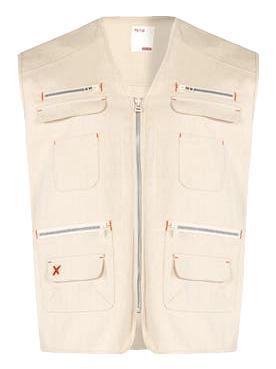 PCFG Linen Blend Vest With Pockets - Beige
