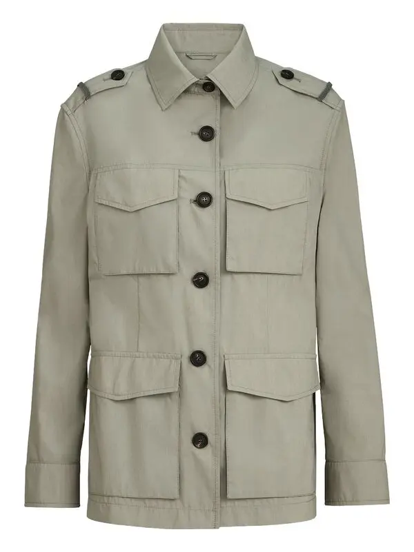 Brunello Cucinelli Outerwear With Monili - Khaki