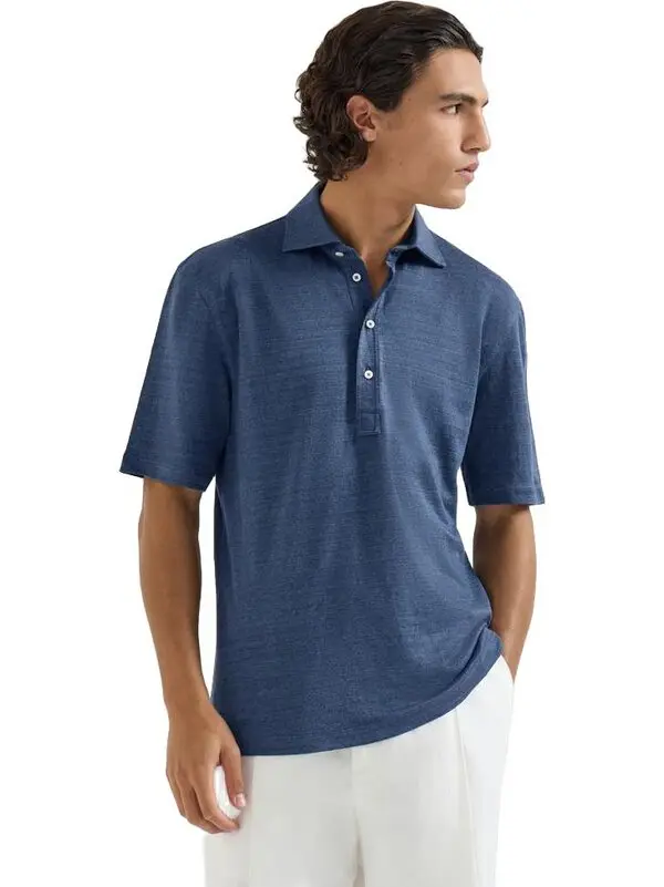 Brunello Cucinelli Jersey Polo Shirt - Denim