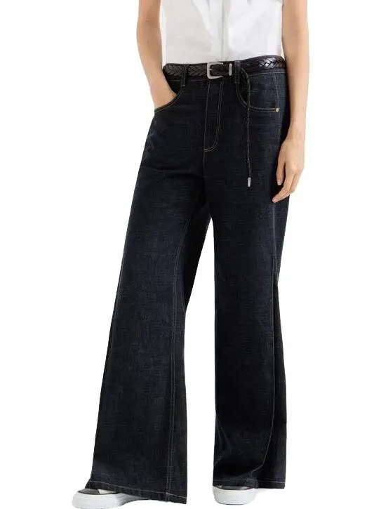 Brunello Cucinelli Loose Flared Trousers - Dark Denim