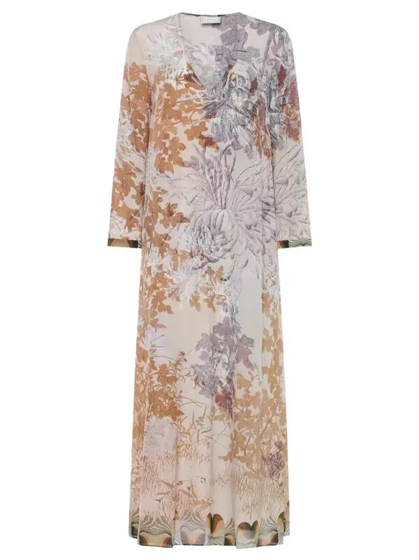PIERRE-LOUIS MASCIA Floral A-line Midi Dress - Neutrals