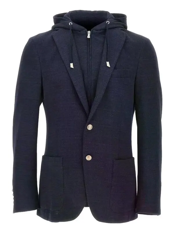 Eleventy Hooded Blazer - Blue