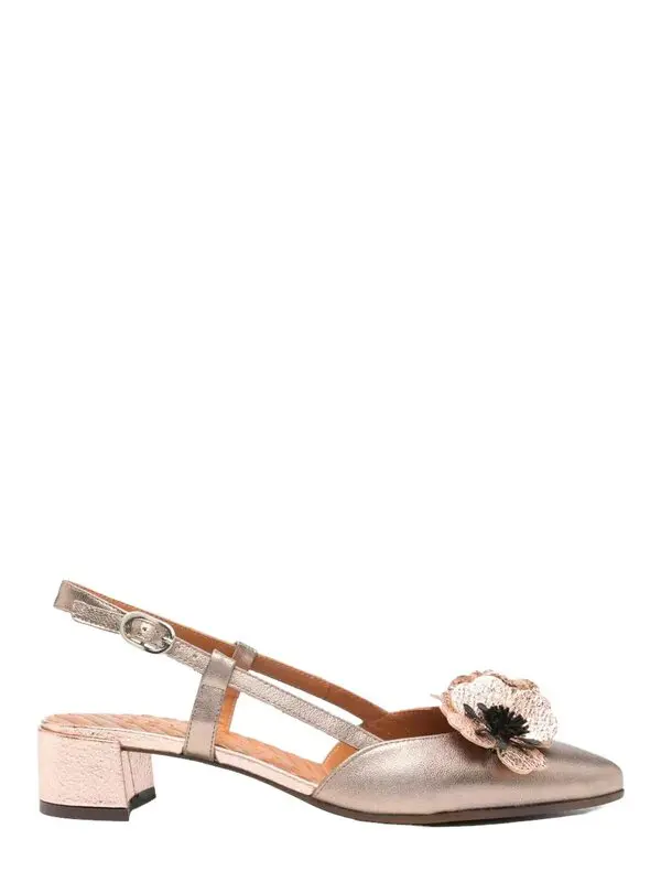 Chie Mihara Floral-applique Slingback Sandals - Gold