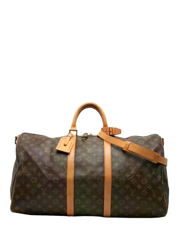 LOUIS VUITTON 1990 Monogram Keepall Bandouliere 55 Travel Bag - Brown