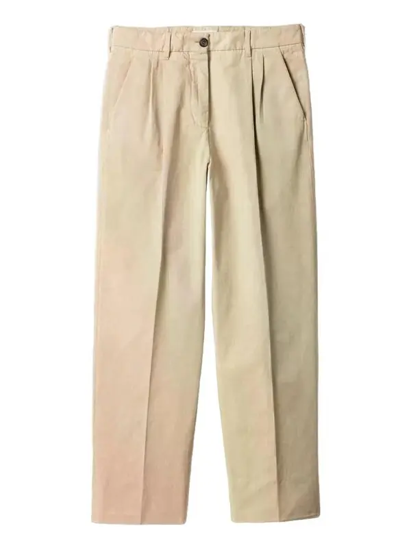 Miu Miu Logo Detail Straight Trousers - Neutrals