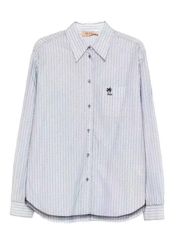 N°21 Striped Embroidered Shirt - White