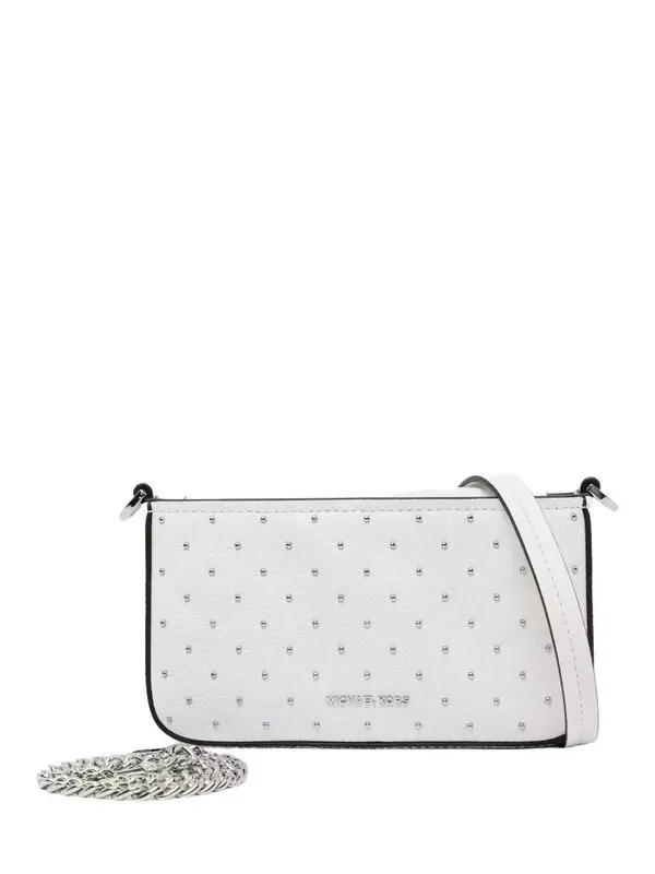 Michael Kors Bryant Small Studded Leather Convertible Pochette - White