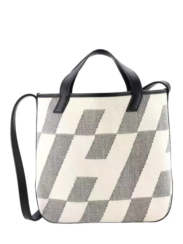 Hermès Cabas H En Biais Tote Canvas With Leather 27 Shoulder Bag - Black