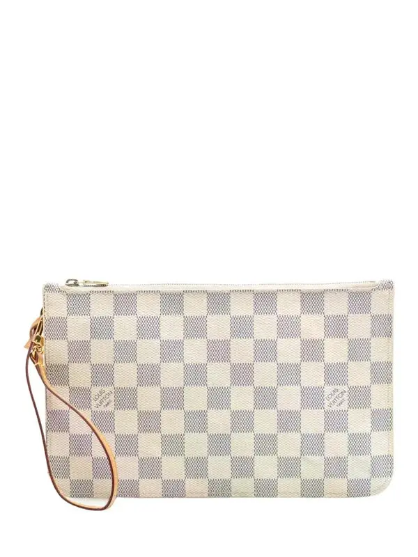 LOUIS VUITTON 2014 Damier Azur Neverfull Mm Pouch - White