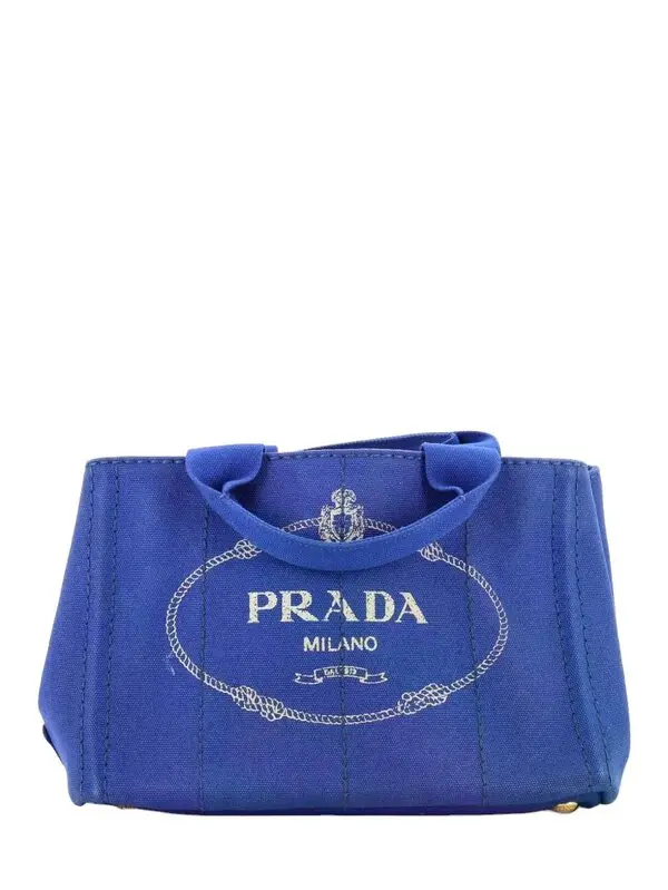 Prada Canapa Canvas Mini Tote Bag - Blue