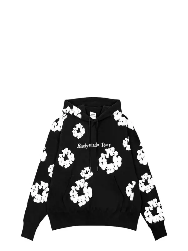 DENIM TEARS Wreath Motif-print Hooded Sweatshirt - Black