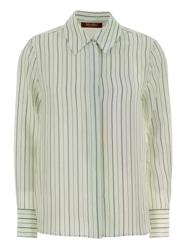 Max Mara Striped Silk Shirt - Green