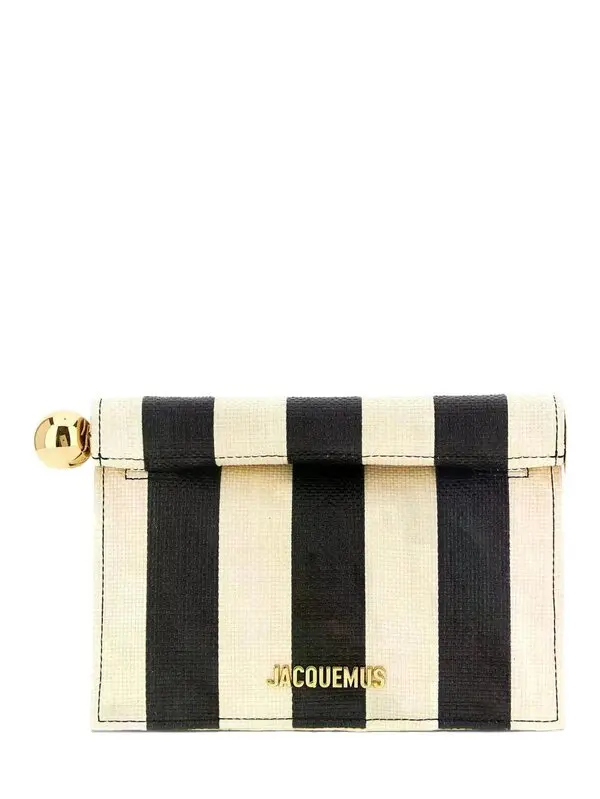 Jacquemus Striped Clutch With Chain Strap - Neutrals
