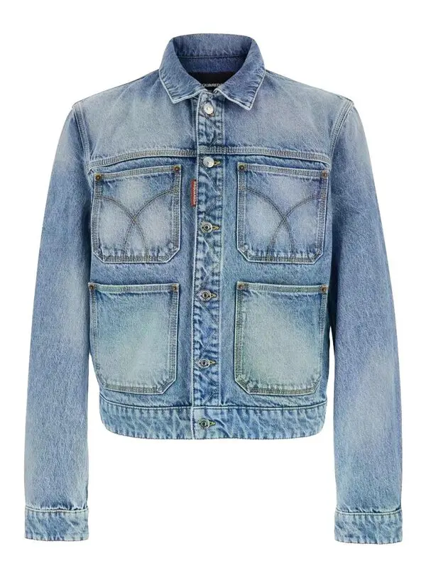 Dsquared2 Diagonal-wash Pockets Jacket - Blue