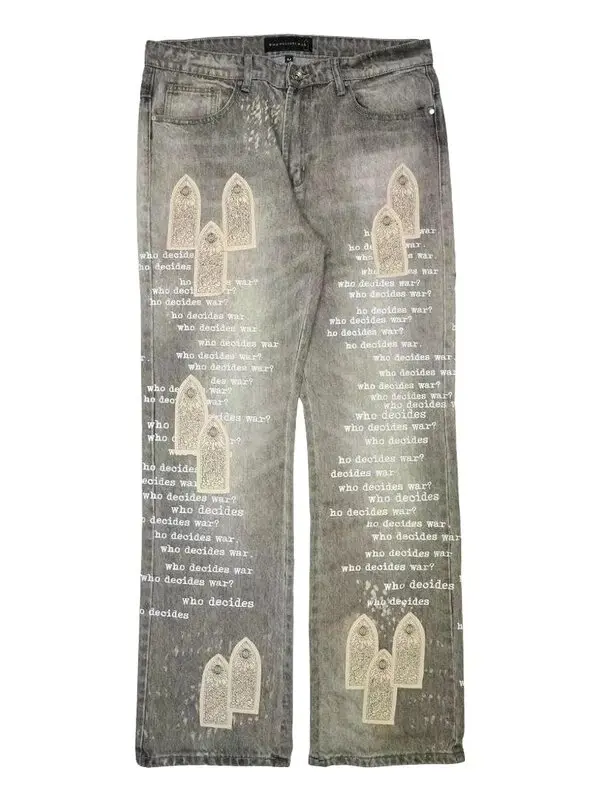 WHO DECIDES WAR BY EV BRAVADO Graphic Bootcut Jeans - Grey