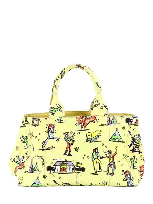 Prada Canapa Printed Canvas Large Tote Bag - Multicolour